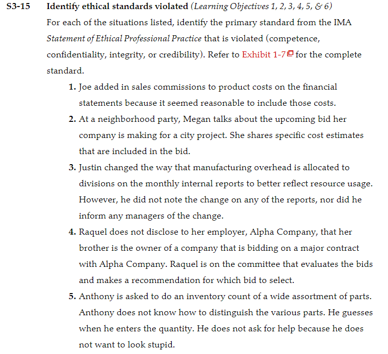 Solved Identify ethical standards violated (Learning | Chegg.com