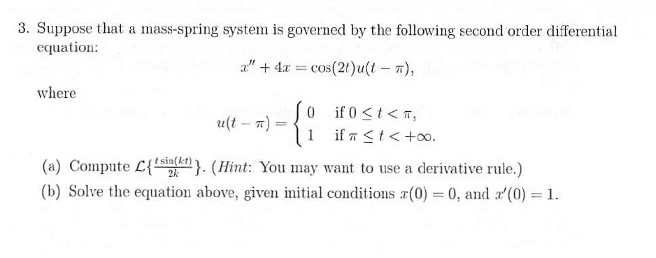 Solved Suppose that, a mass-spring system is governed by the | Chegg.com