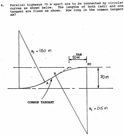 Solved Parallel highway 70 m apart are to be connected by | Chegg.com