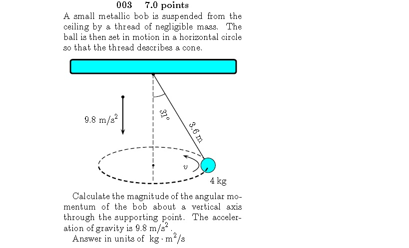 Solved A small metallic bob is suspended from the ceiling by | Chegg.com