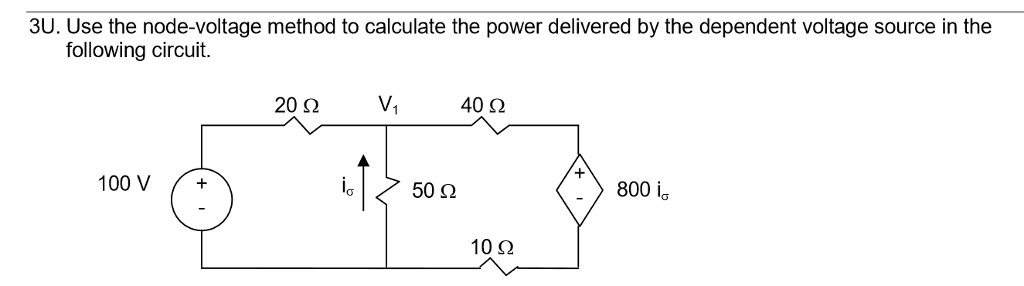 Solved 4U. Use the node-voltage method to find Vx and the | Chegg.com