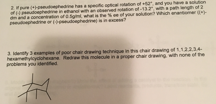 Solved 2. If pure (+)-pseudoephedrine has a specific optical | Chegg.com