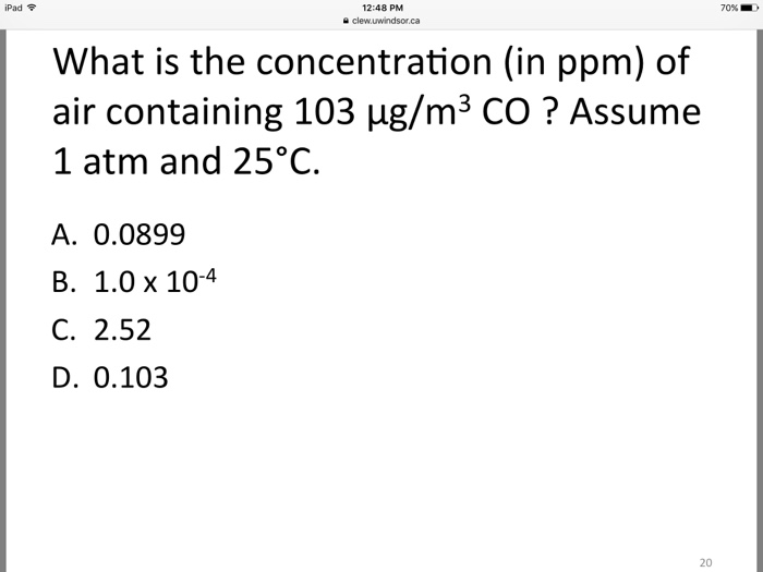 Solved What is the concentration (in ppm) of air containing | Chegg.com