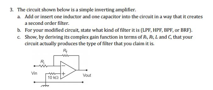 Solved The circuit shown below is a simple inverting | Chegg.com