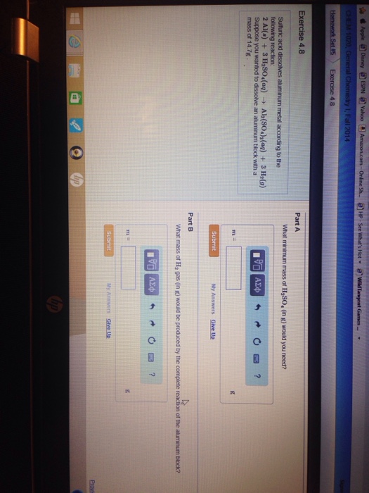 Solved Sulfuric acid dissolves aluminum metal according to | Chegg.com