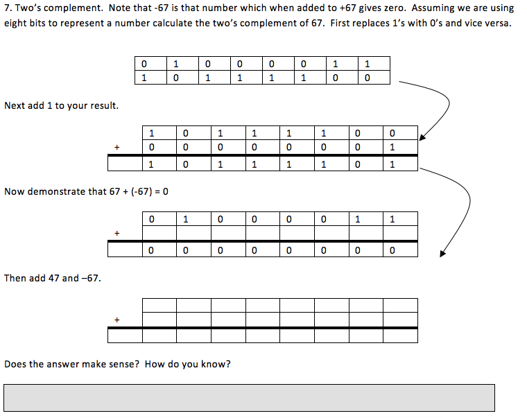 Solved 7. Two's complement. Note that -67 is that number | Chegg.com