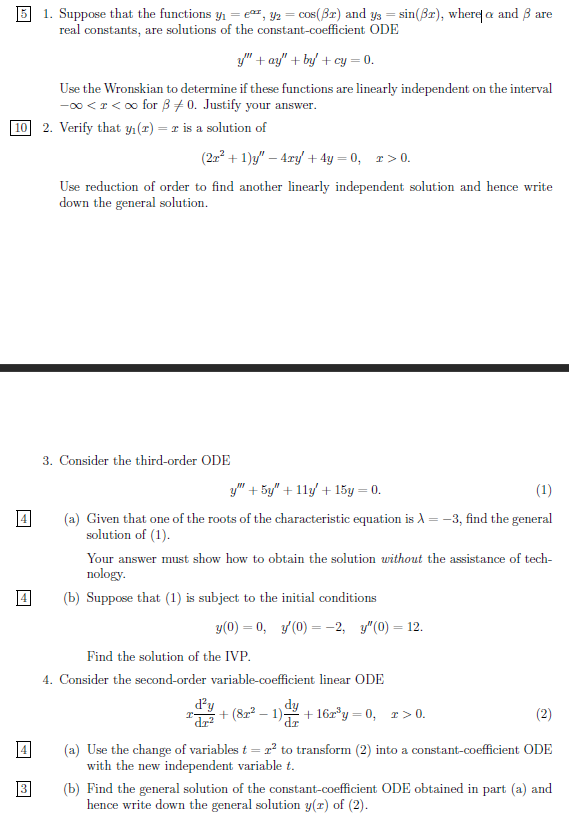 Solved i Suppose that the functions yi-earth-cos(82) and | Chegg.com