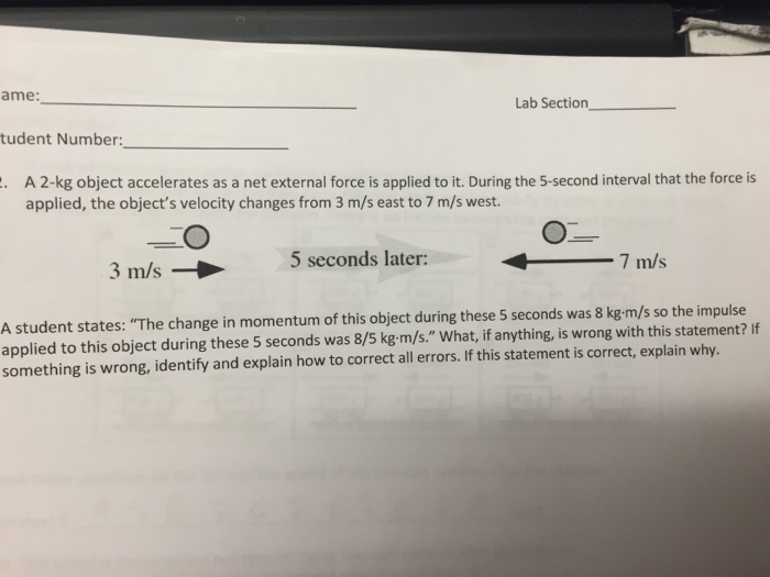 Solved A 2 Kg Object Accelerates As A Net External Force Is