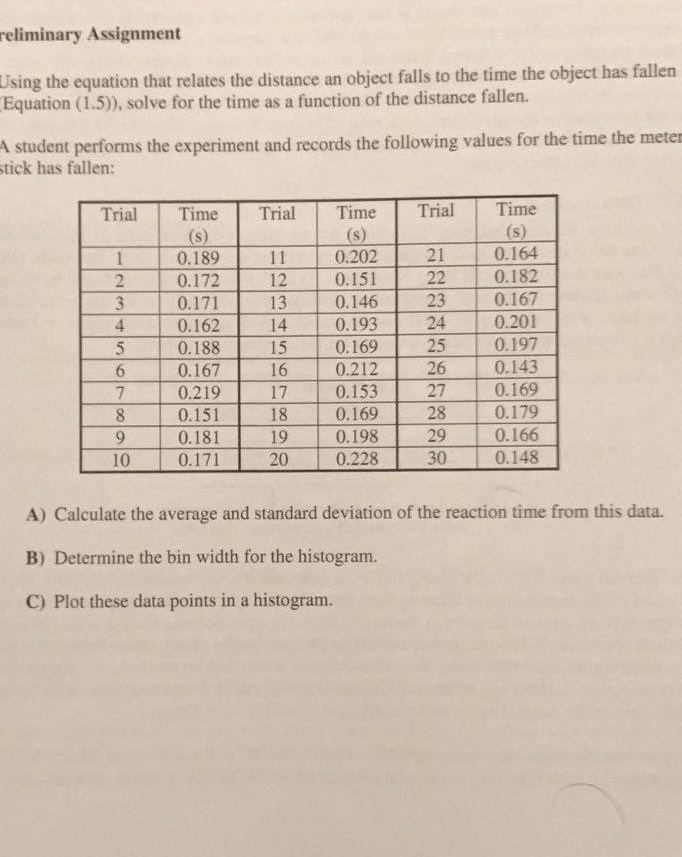 Solved Preliminary Assignment Using the equation that | Chegg.com