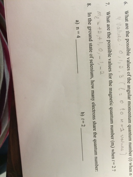 Solved 6. What are the possible values of the angular | Chegg.com