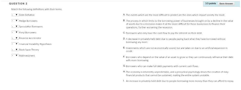 Solved QUESTION 2 Match the following definitions with their | Chegg.com
