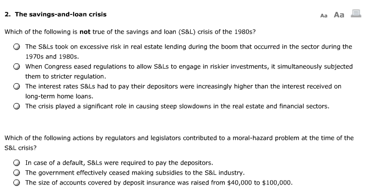 Solved The savings-and-loan crisis Which of the following | Chegg.com