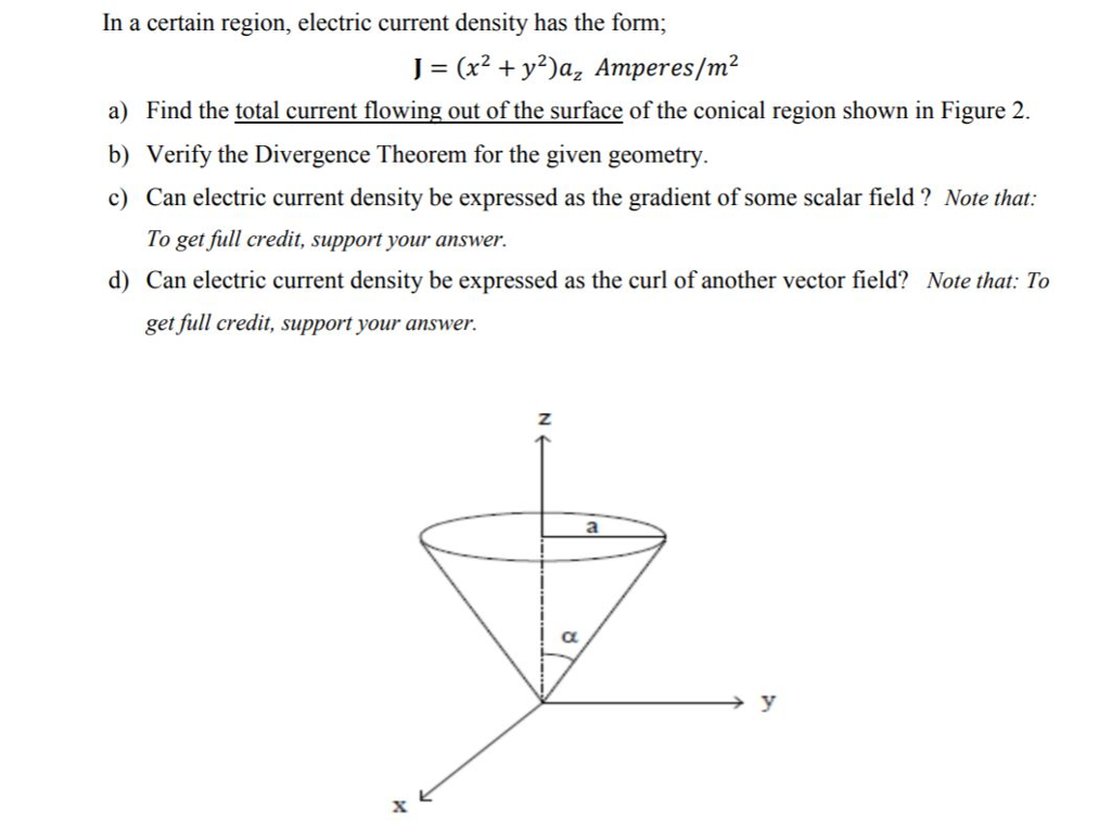 Solved In a certain region, electric current density has the | Chegg.com