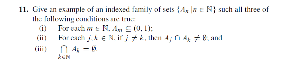 11. Give an example of an indexed family of sets {An | Chegg.com