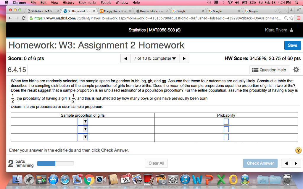 Solved Chrome File Edit View History Bookmarks People Window | Chegg.com
