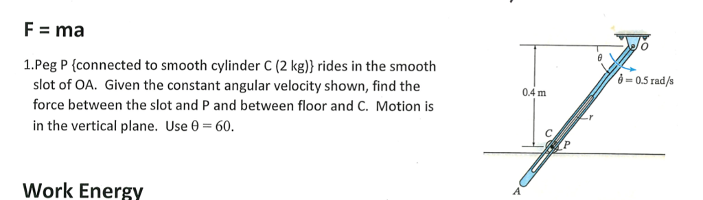 Solved Peg P {connected to smooth cylinder C (2 kg)} rides | Chegg.com