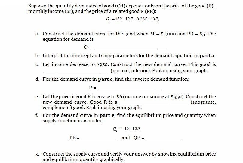Solved Suppose the quantity demanded of good (Qd) depends | Chegg.com