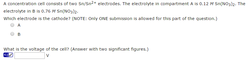 Solved A concentration cell consists of two Sn/Sn2+ | Chegg.com