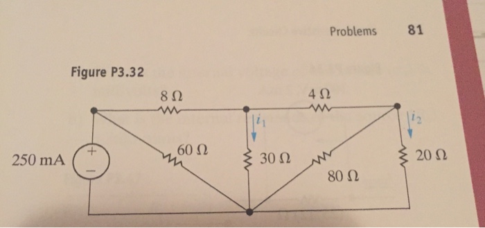 Solved Problems 81 Figure P3.32 8Ω 4Ω 250 mA 20 Ω 8012 | Chegg.com