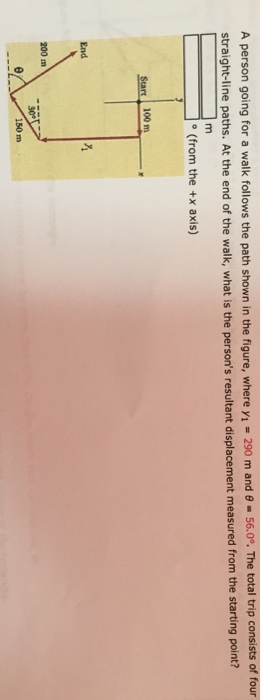 Solved A person going for a walk follows the path shown in | Chegg.com