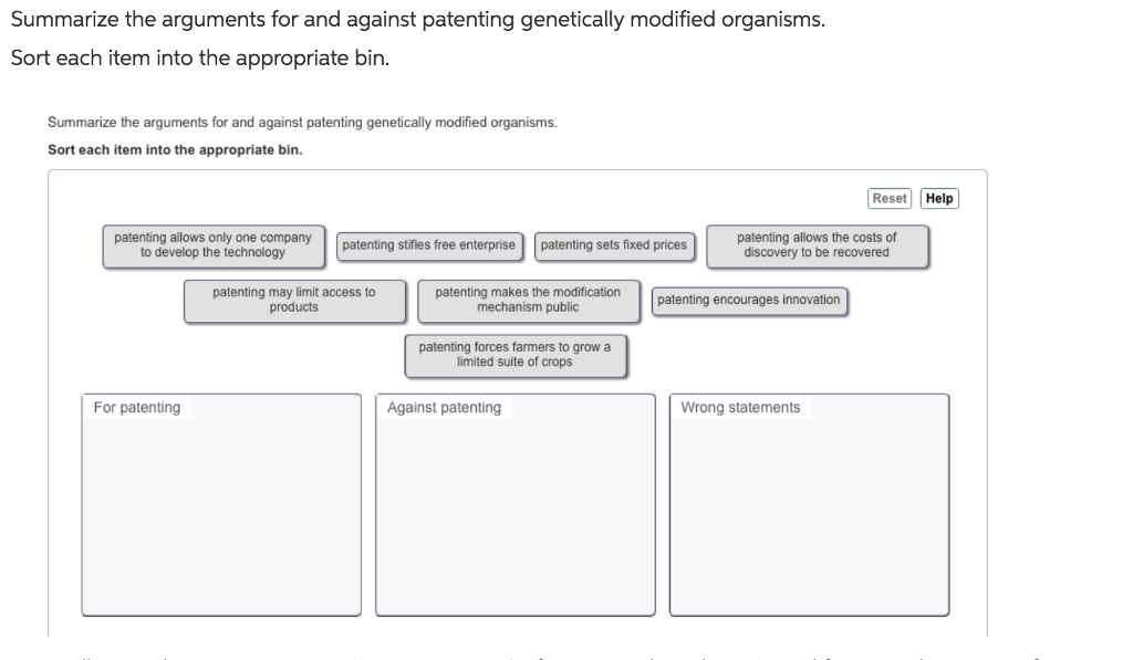Solved Summarize the arguments for and against patenting | Chegg.com