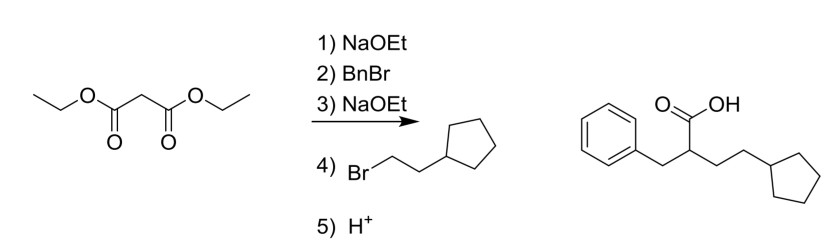 Solved 1) NaOEt 2) BnBr 3) NaOEt ?? ) Br 5) H+ | Chegg.com