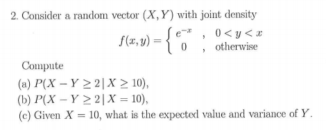 Consider a random vector (X, Y) with joint density | Chegg.com