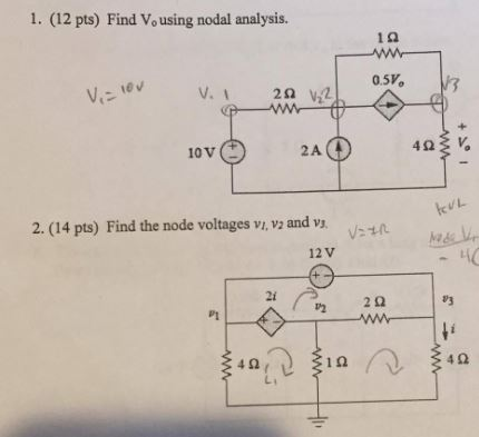 Solved Find V_o using nodal analysis. Find the node voltage | Chegg.com