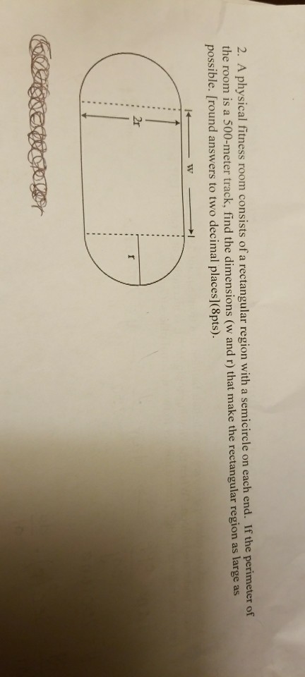 Solved 2. A physical fitness room consists of a rectangular | Chegg.com