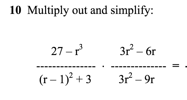 Solved Multiply out and simplify. 27 - r^3/(r - 1)^2 + 3 | Chegg.com