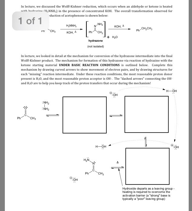 In lecture, we discussed the Wolff-Kishner reduction, | Chegg.com