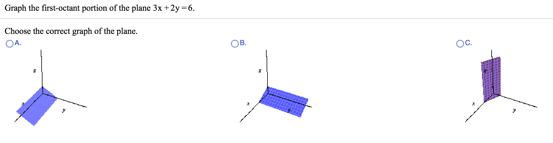 Solved Graph the first-octant portion of the plane 3x + 2y = | Chegg.com