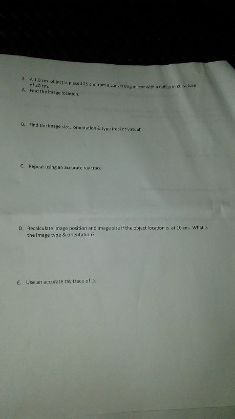 Solved A 1.0 cm object is placed 25 em from a converging | Chegg.com