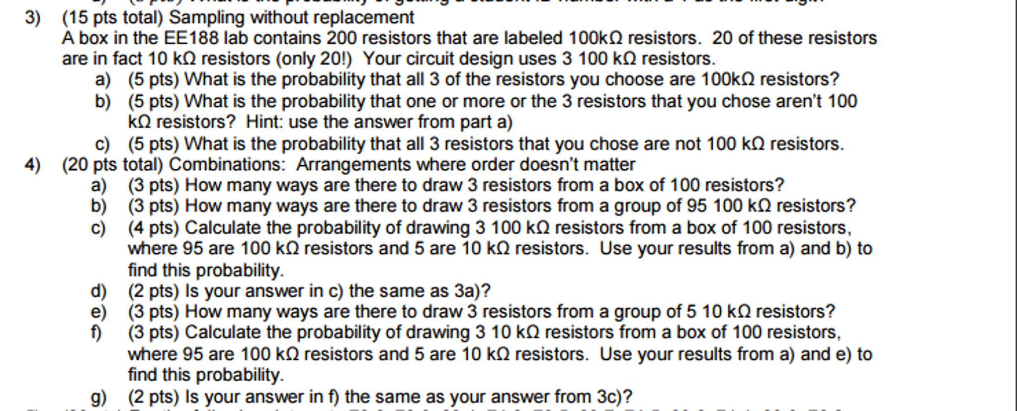 Solved Sampling without replacement A box in the EE188 lab | Chegg.com