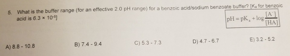 Solved What is the buffer range (for an effective 2.0 pH | Chegg.com