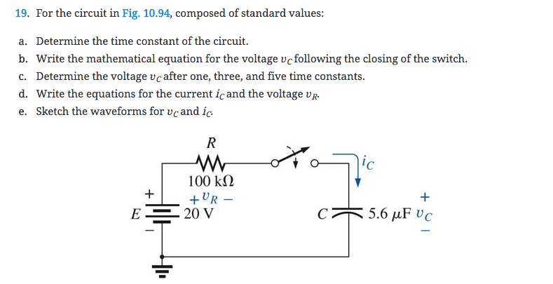 Solved 19. For the circuit in Fig. 10.94, composed of | Chegg.com