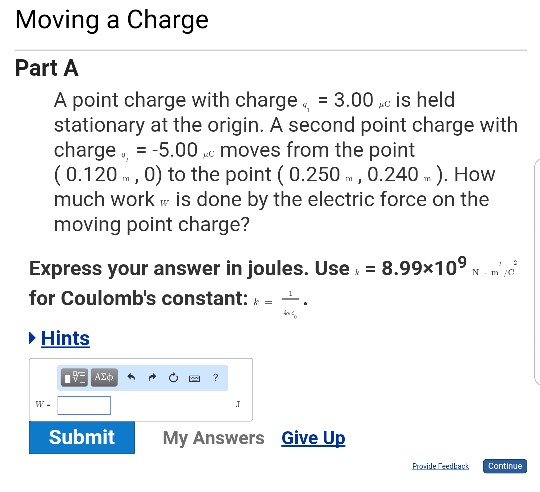 Solved Moving a Charge Part A A point charge with charge | Chegg.com