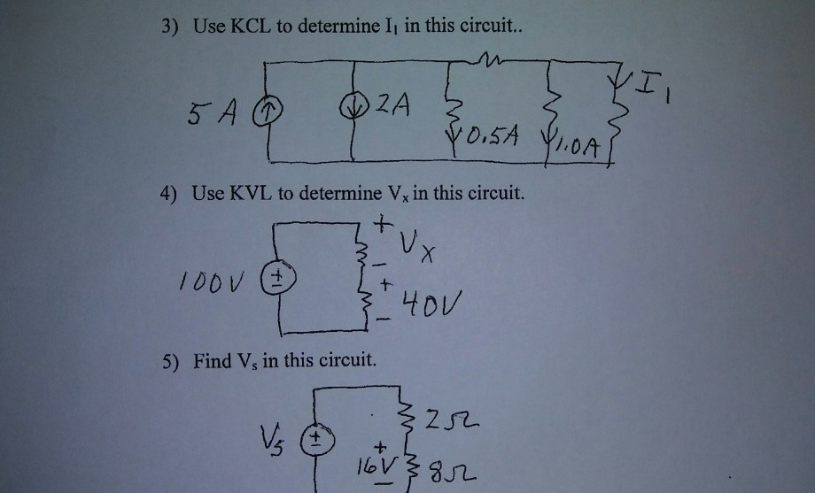 Solved 3) Use KCL to determine I in this circuit.. 4) Use | Chegg.com