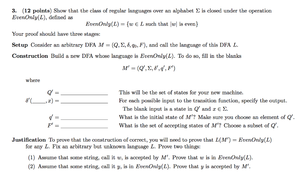 Solved Show that the class of regular languages over an | Chegg.com