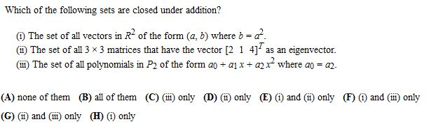 Solved Which of the following sets are closed under | Chegg.com
