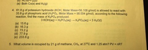 Solved 61.8 g of potassium hydroxide (KOH, Molar Mass = | Chegg.com
