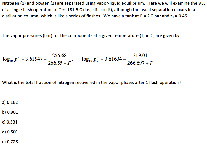 Nitrogen (1) and oxygen (2) are separated using | Chegg.com