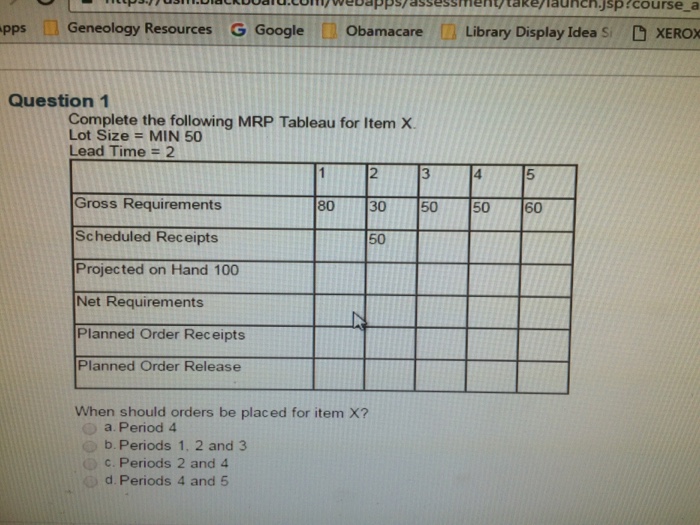 Solved Complete the following MRP Tableau for Item X. Lot | Chegg.com