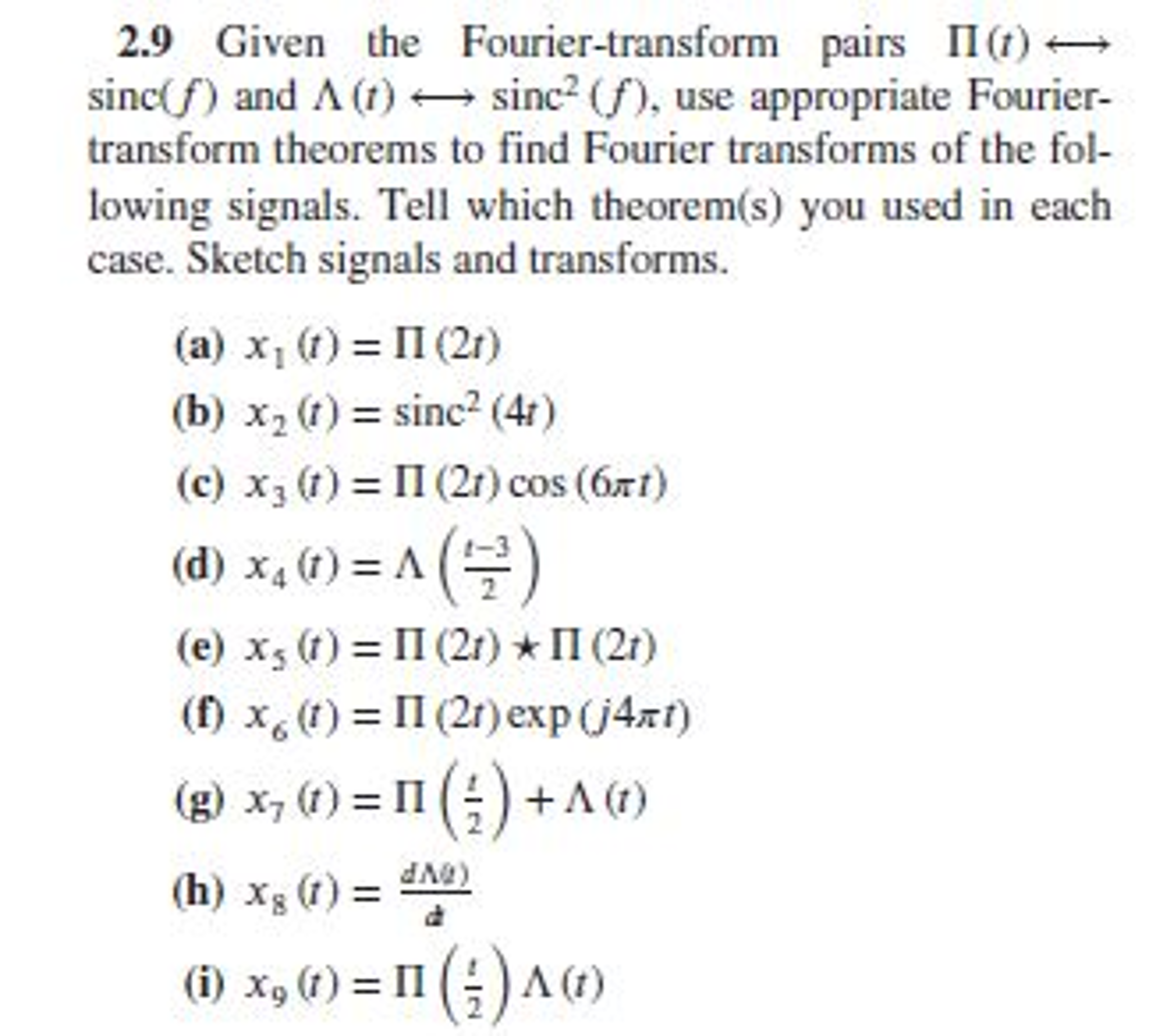 Solved Given the Fourier-transform pairs II(t) | Chegg.com