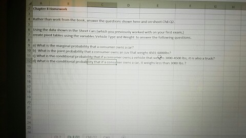 Solved Using the data shown in the sheet Cars [which your | Chegg.com