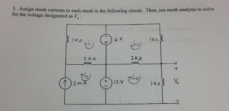 Solved Assign mesh currents to each mesh in the following | Chegg.com