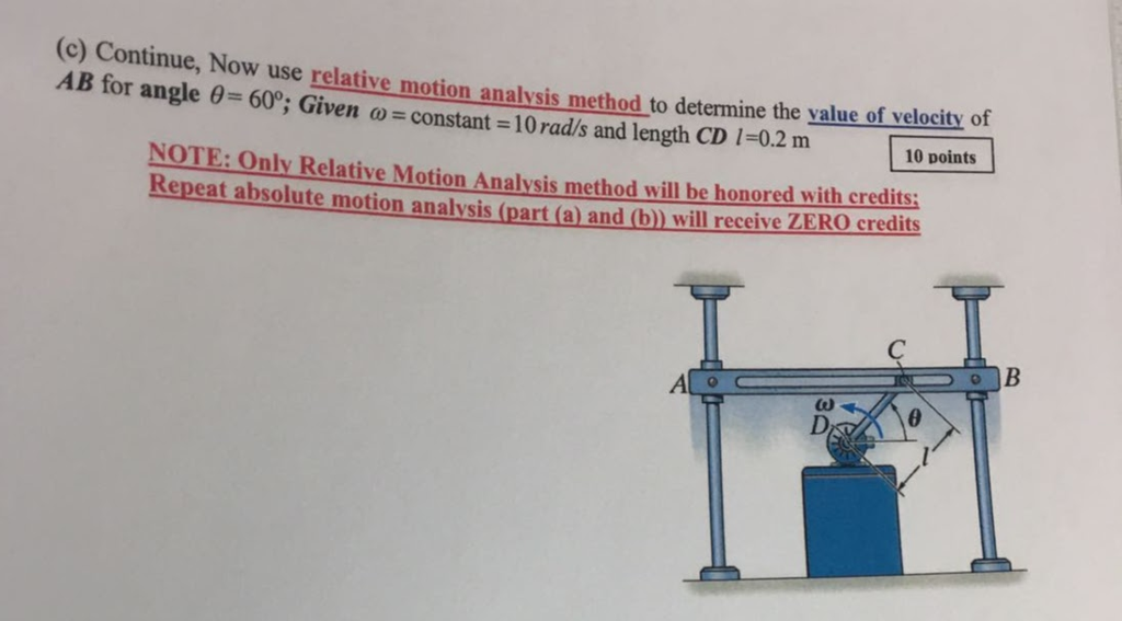 Solved Continue, Now use relative motion analysis method to | Chegg.com
