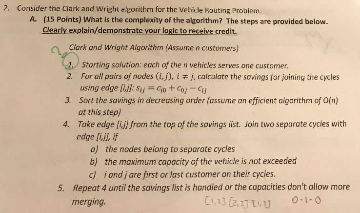 2. Consider the Clark and Wright algorithm for the | Chegg.com