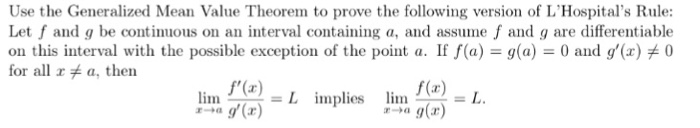 Solved Use the Generalized Mean Value Theorem to prove the | Chegg.com