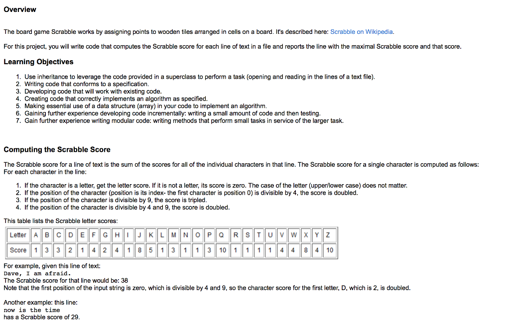 Overview The board game Scrabble works by assigning | Chegg.com